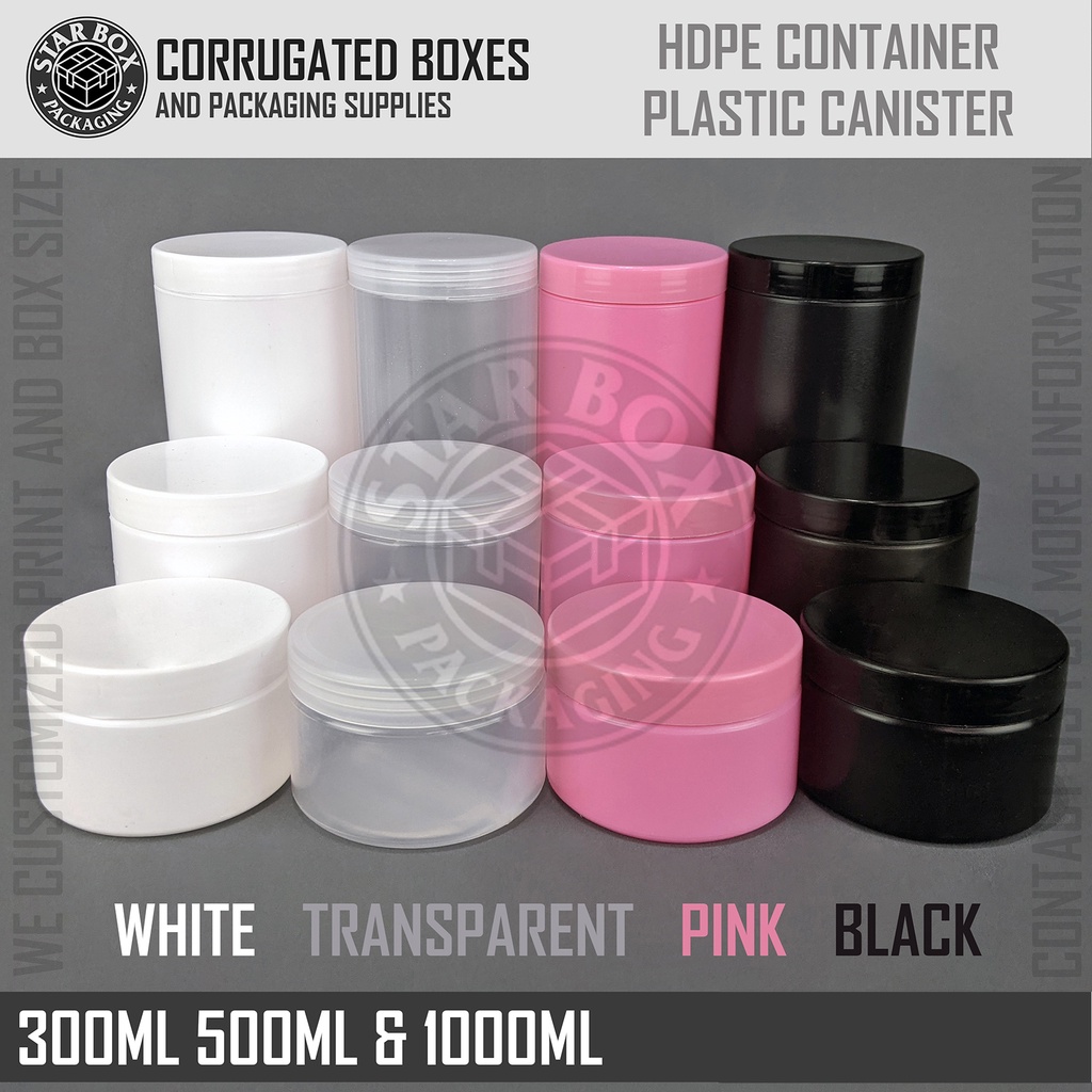 Starbox HDPE Plastic Container Canister Black White Pink and ...