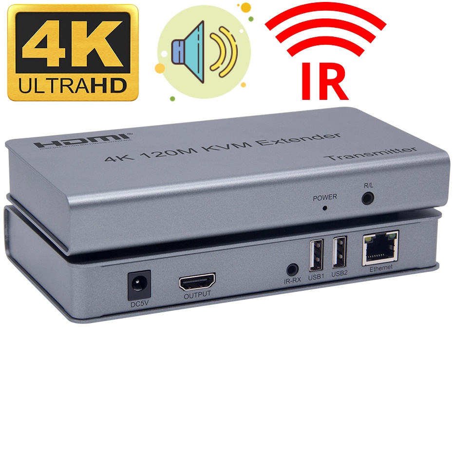 4K HDMI KVM extender 120M KVM USB HDMI extender over cat5e/6 cable up ...