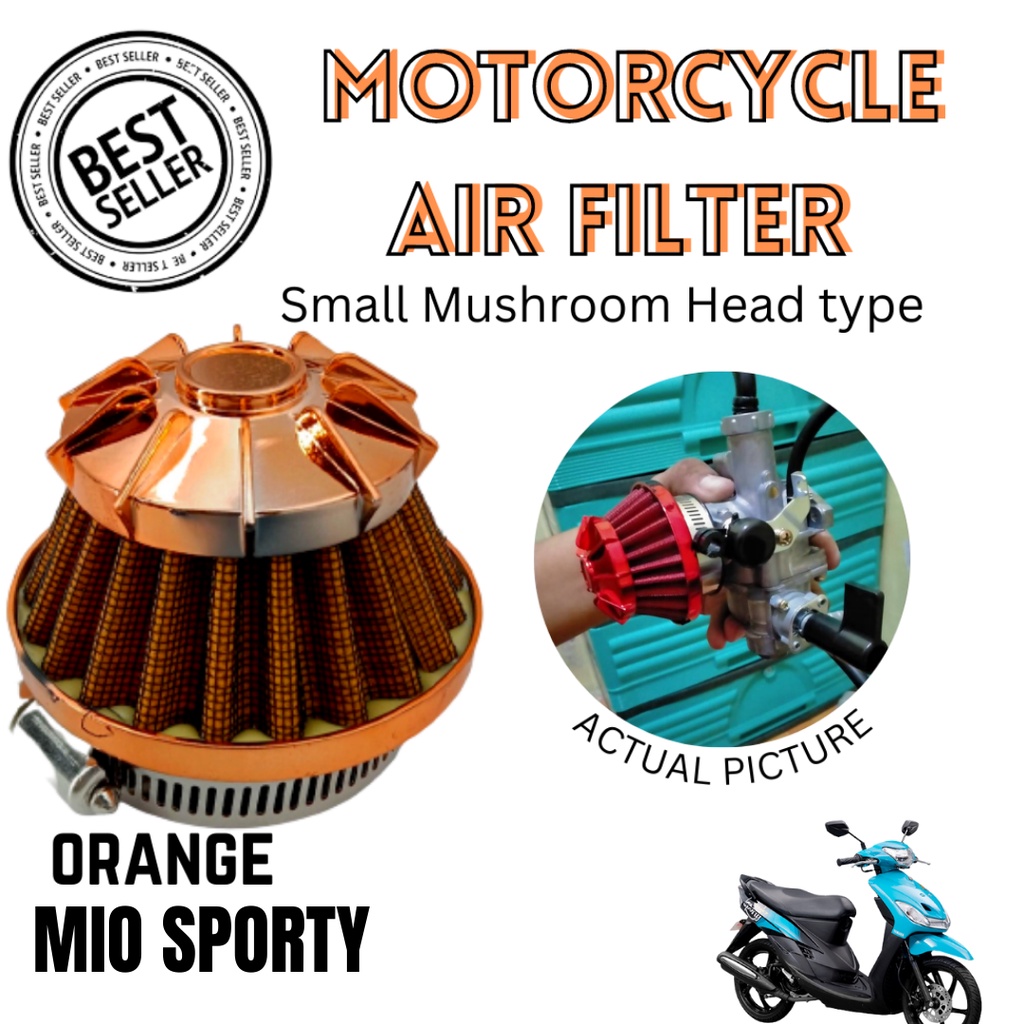 MOTORCYLE AIR FILTER FOR MIO SPORTY | ORANGE | SMALL MUSHROOM HEAD TYPE ...