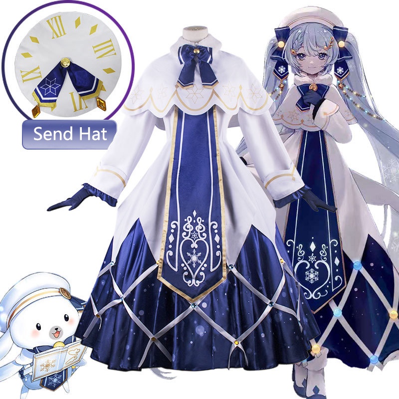 Snow Miku Cosplay Full Suit Virtual Singer VOCALOID Miku Wig Costume ...