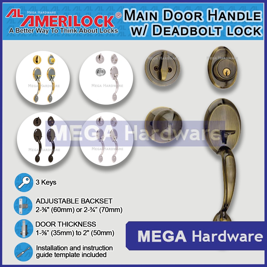 AMERILOCK Door Knob for Main Door Handle Set with Single Cylinder Dead ...