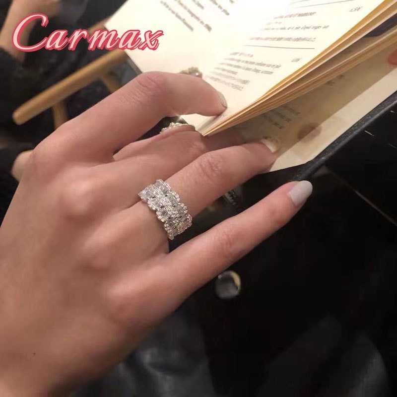 INS Style White Diamond Flower Ring Fashion Elegant Ring | Shopee ...