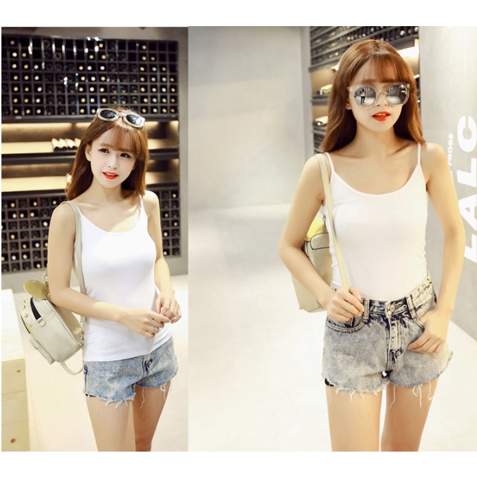 Women's slim cotton elastic tank top, plain women's tank top combined ...