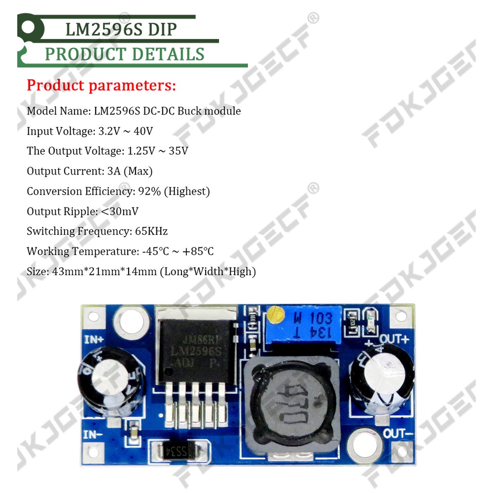LM2596 DC-DC Step Down Converter Module 3A adjustable step down module LM2596S-ADJ voltage ...