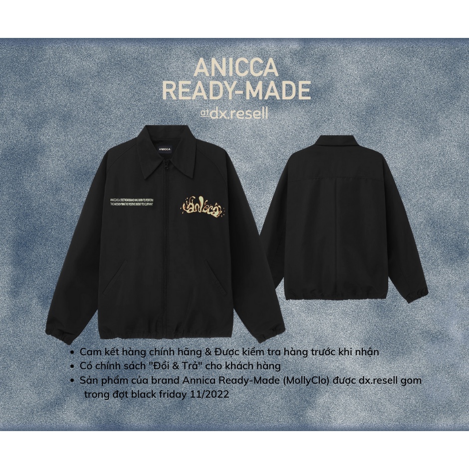 JACKET ZIPPER CREAM LOGO BLACK NYLON COLLAR (ANICCA READY-MADE ...