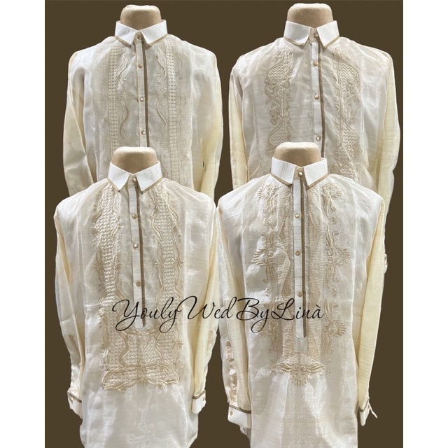 Barong piña organza double linig (With mocca piping) | Shopee Philippines