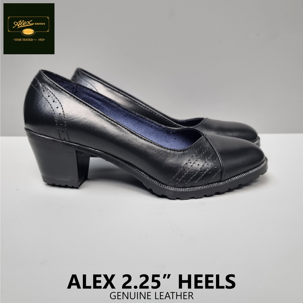 ALEX SHOES WOMEN'S 2.25 INCH HEEL HEIGHT BLACK GENUINE LEATHER FOR ...