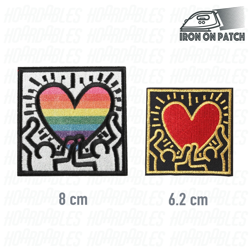Keith Haring Glitter Rainbow Heart Pride Celebration Iron on DIY Decor ...