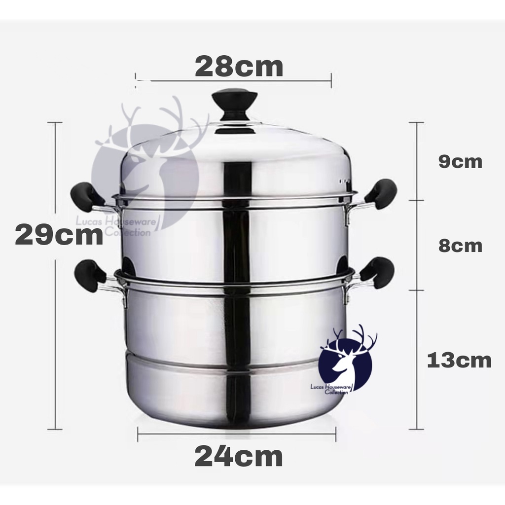 3 LAYER STAINLESS STEEL STEAMER 30cm & 28cm &26cm STEAMER/STAINLESS ...