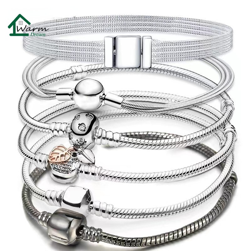 Classic Silver Base Bracelet DIY Bare Chain 925 DIY Charms Beads Bracelets Charmed | Shopee ...