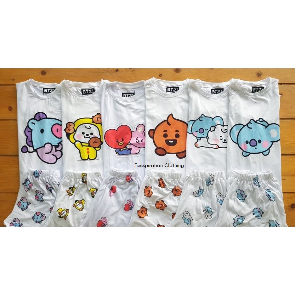 ∋ NEW!!! TC BTS BT21 Babies T-Shirt & Shorts Terno | Kids Size to Adult ...