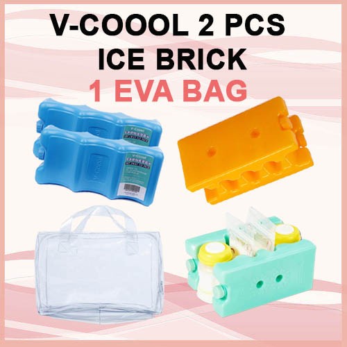 VCoool 2 PCS Ice Brick 1 Eva Bag Breast Milk Storage Bag and Bottle ...