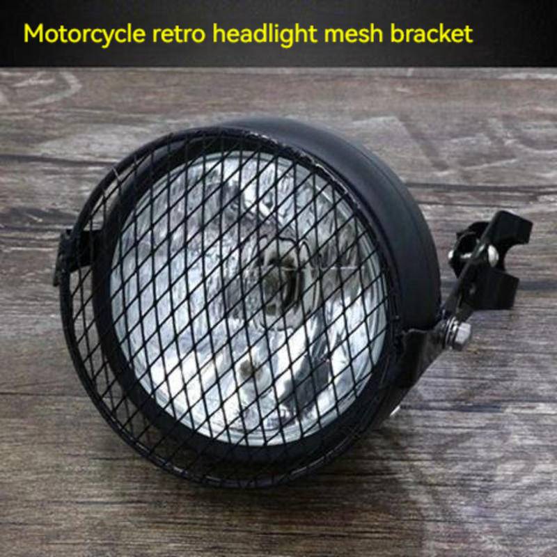 motorcycle modified retro headlight retro headlight steel casing black ...