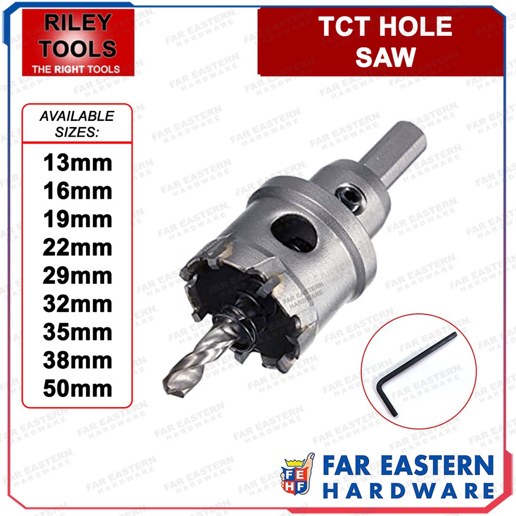 RILEY TCT Carbide Hole Saw for Metal 13mm 16mm 19mm 22mm 25mm 29mm 32mm 35mm 38mm 50mm | Shopee ...
