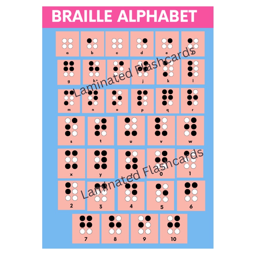 Laminated Braille Charts for Kids, Learners and Educators, Educational ...