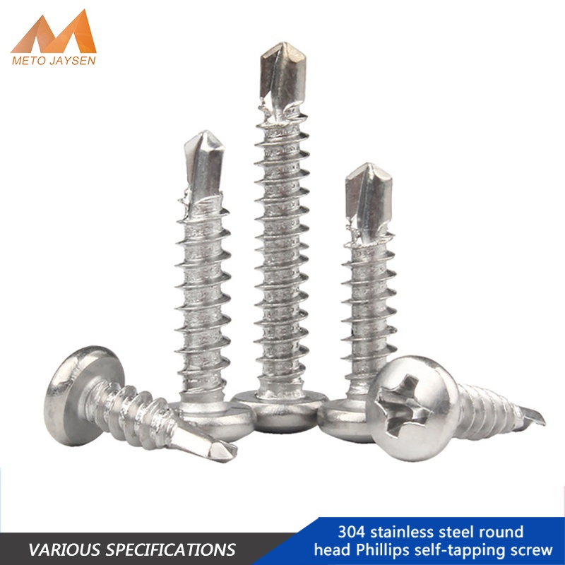 304 Stainless Steel Phillips Pan Round Head Drilling Tail Self-Tapping Screw M4.2 M4.8 Cross ...