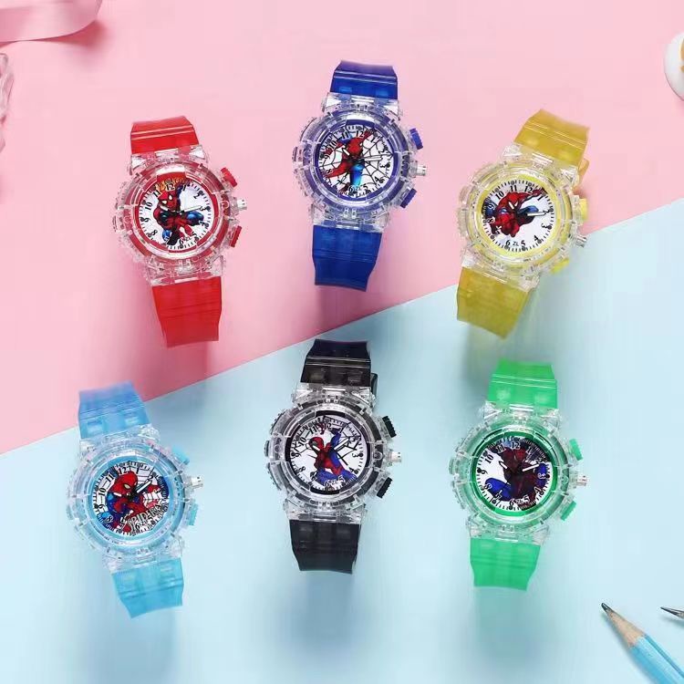 High Quality Cartoon Spider Man Watch LED Light Kids Watches Students ...