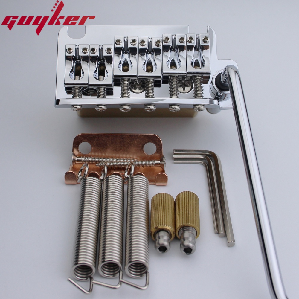 Non-locking 2 Point Tremolo Guitar Bridge Hardware Brass base Chrome ...