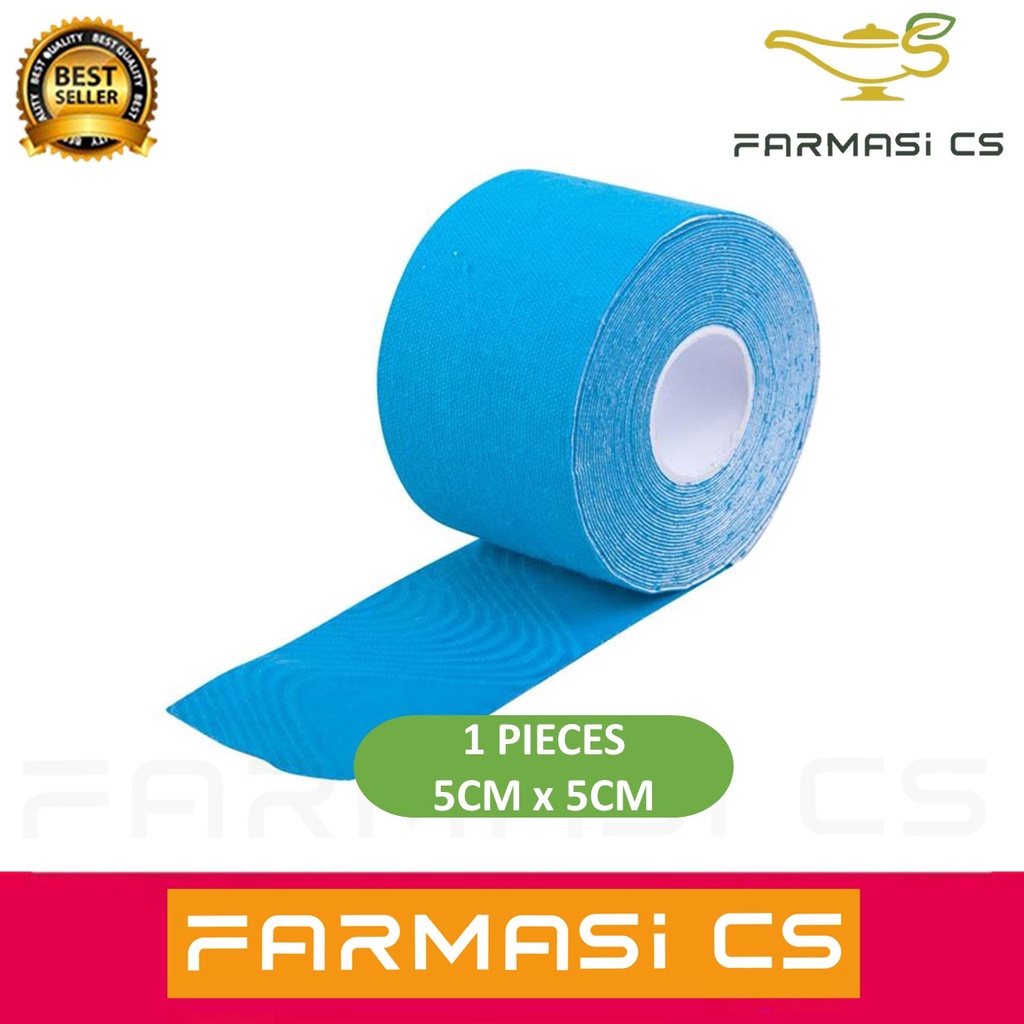 Neuromuscular Kinesiology Tape BLUE ( 5cm x 5cm ) [ supporting and stabilizing muscles and ...