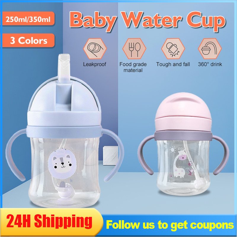 250ml Baby Water Bottle Baby Sippy Cup Training Cup for Toddler Leak-proof and Drop-proof Straw ...