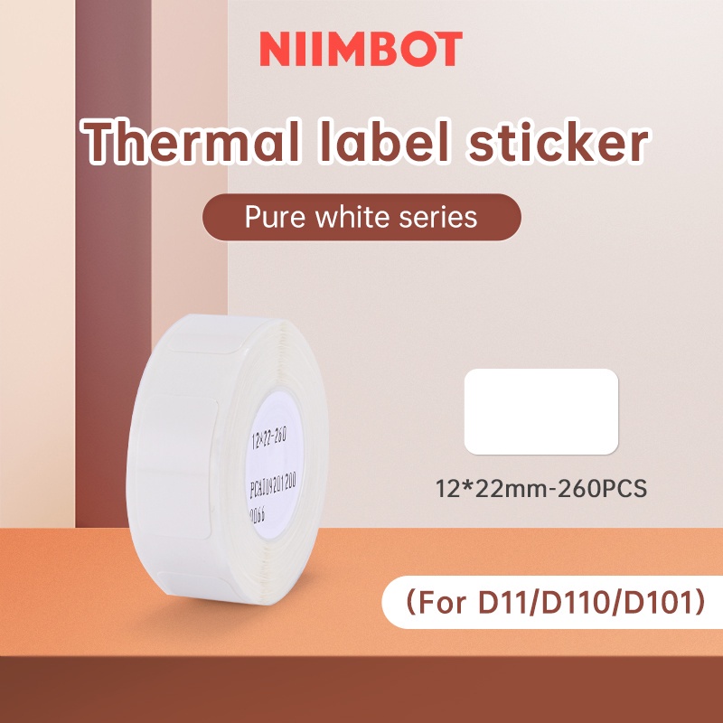 NIIMBOT (2 Rolls) D11/D110/D101 White Thermal Label Paper Waterproof ...