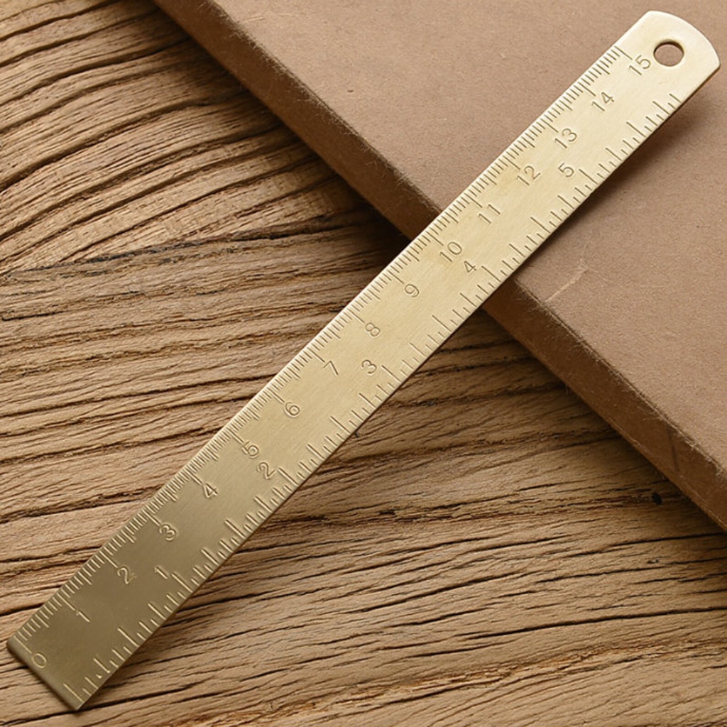 Gold / Gold Metal mini Ruler, 15cm Thick, With Hanging Holes - vintage ...
