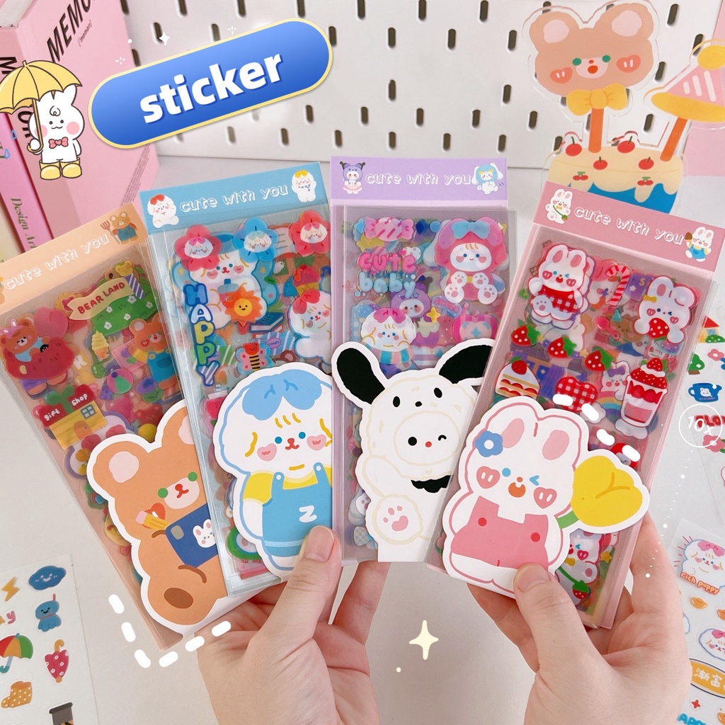 YoYo Sticker 10pcs/set Cartoon Cute Waterproof Bear Rabbit DIY Decor ...