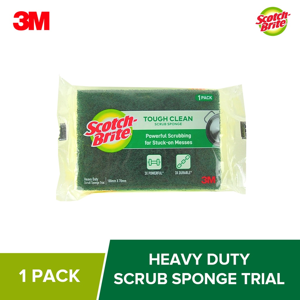 3M Scotch Brite Tough Clean Scrub Sponge Trial Loose (Green) 100mmx70mm ...