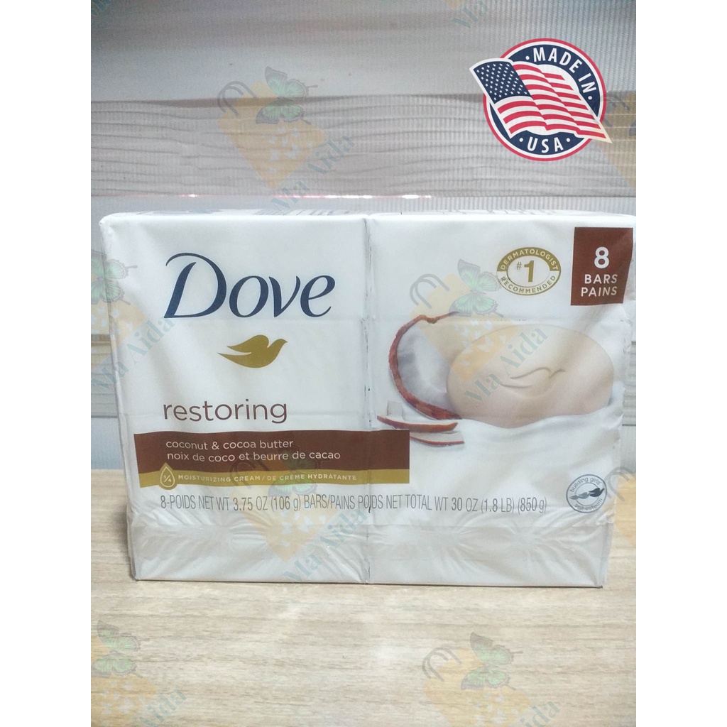 DOVE Restoring coconut & cocoa Butter 8 bar soap 3.75 (850g) | Shopee ...