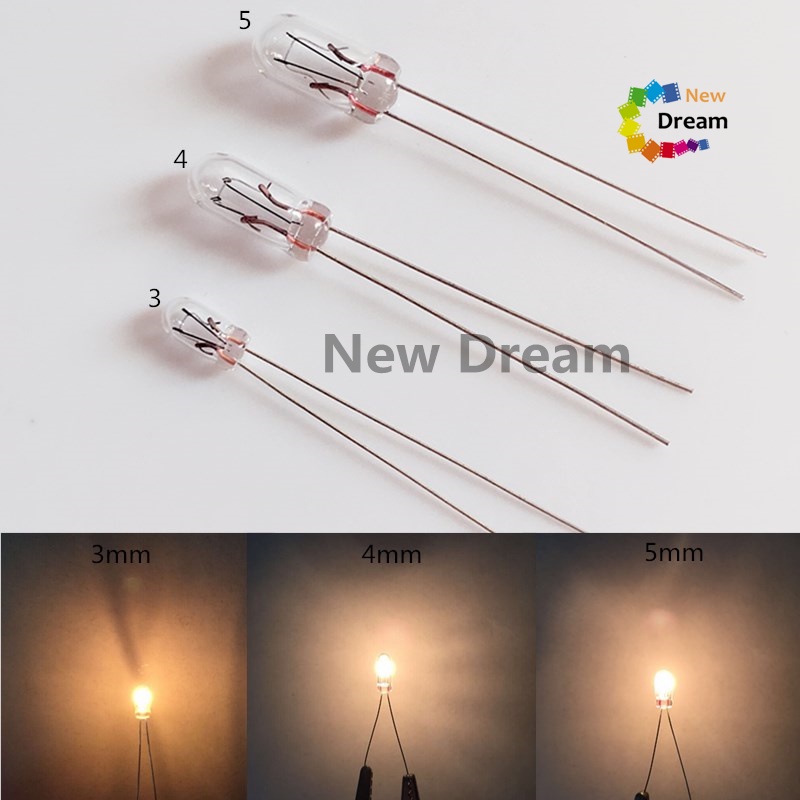 10pcs 3MM 4MM 5MM1.5V 3V 6V 9V 12V 24V Car Dashboard Light Halogen Bulb ...