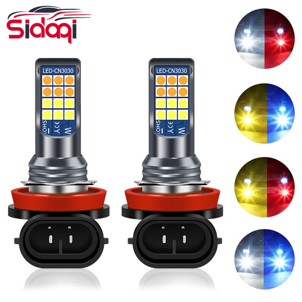 1piece 24LED Dual Color H11 Car LED Fog Lamp H3 LED Bulb H7 H8 Super ...