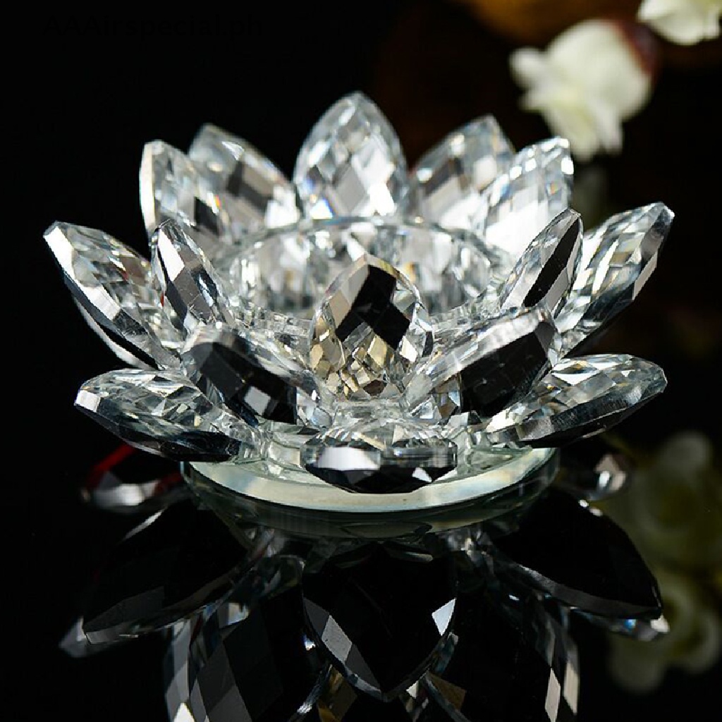 SEMEBY 60mm Crystal Lotus Flower Crafts Glass Fengshui Ornaments ...