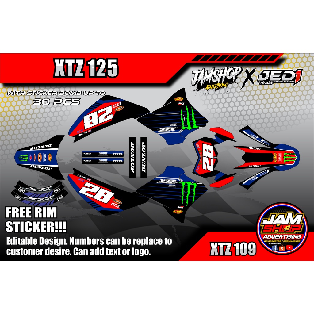 XTZ 125 Yamaha Full Set Decals Batch 2 with FREE RIM STICKER | Shopee ...