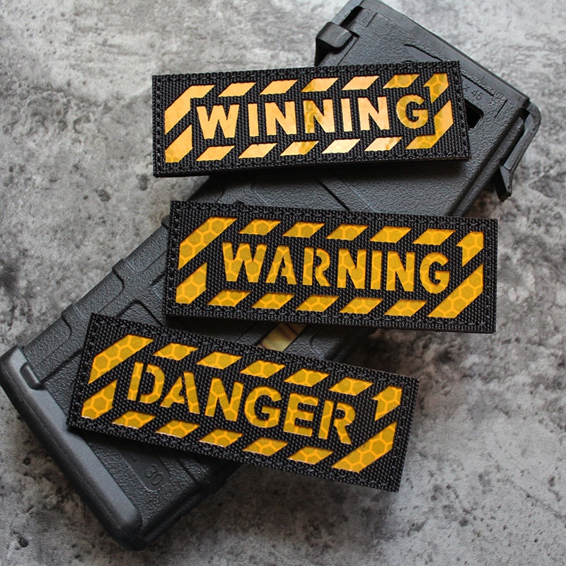 Laser Engraving Reflective Velcro Patch Warning Moon Badge WINNING Victory Armband Chest Strip ...
