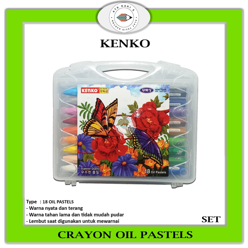 Kenko - Crayon Contents 18 Color Oil Pastel PP Case - Garden - Set ...
