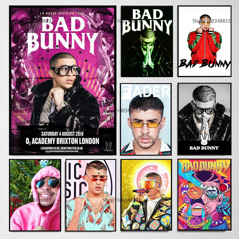 Rapper Bad Bunny Portrait Series YHLQMDLG Album Cover Canvas Painting ...