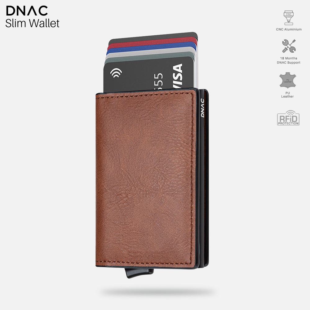 Dnac SLIM Wallet Card Holder RFID Card Wallet - BROWN - DEFECT | Shopee ...