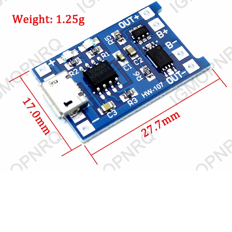Micro USB 5V 1A 18650 TP4056 Lithium Battery Charger Module Charging ...