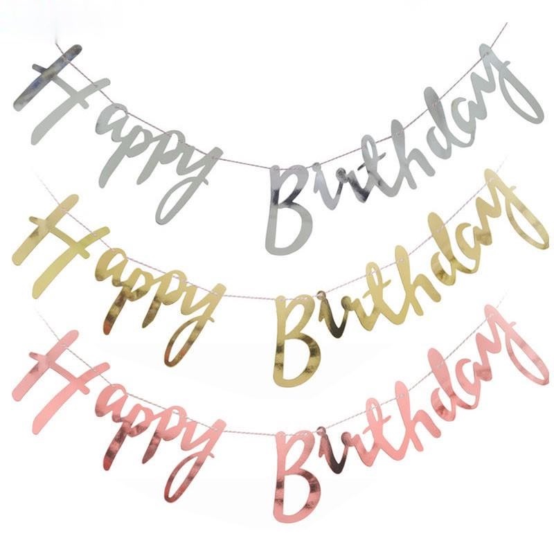 Mystyle BIRTHDAY BANNER HBD CONNECTED GOLD SILVER ROSE GOLD BANNER ...