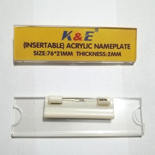 (with plastic pin)Insertable BLANK Acrylic Nameplate Clear Badge Plate ...