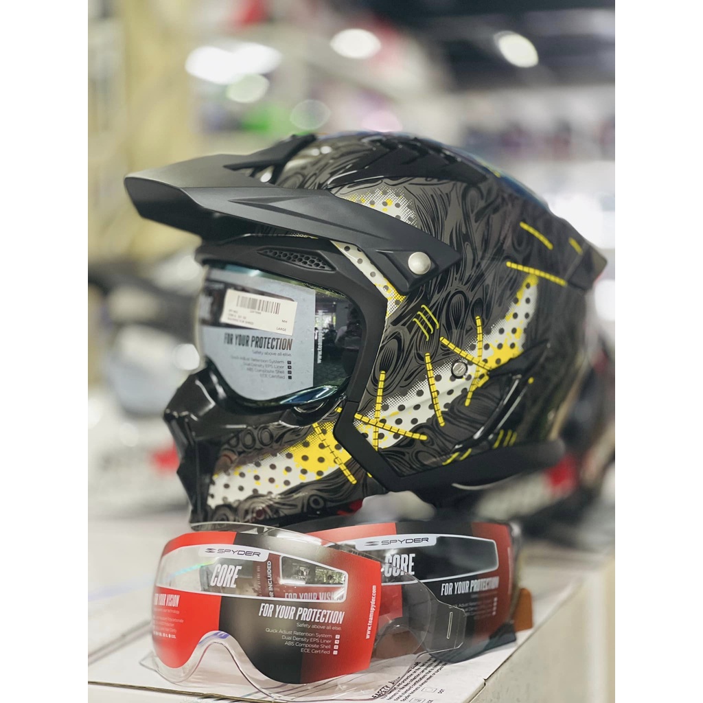 SPYDER NEO CORE Dual Sport Helmet + 2 Spare Visor (SHRED) | Shopee ...