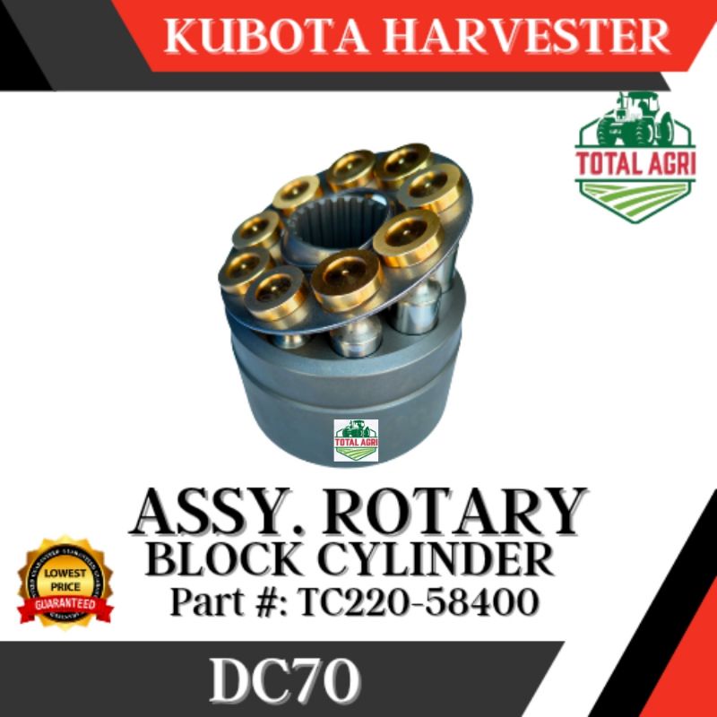 Assembly Assy Rotary Block Cylinder Kubota Harvester DC70 Part #: TC220 ...