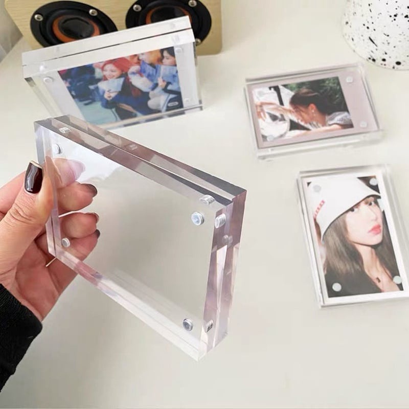 Acrylic Block Magnetic Label Frame Desk Sign Holder Crystal Photo Frame ...