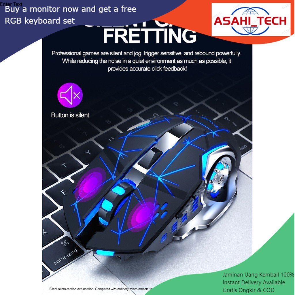 Wireless mouse 6D rechargeable silent gaming mechanical mouse RGB ...