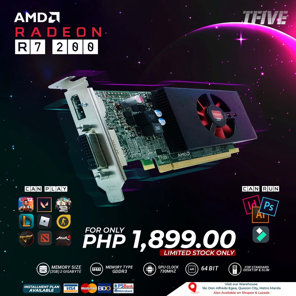 RADEON R7 200 64BIT GDDR3 ASSORTED GPU GRAPHIC CARD | Shopee Philippines