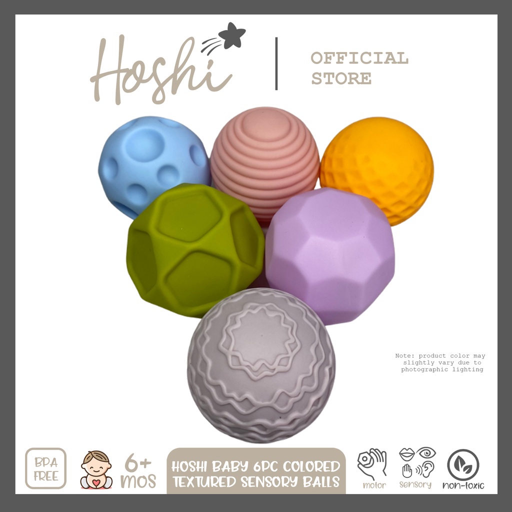 Hoshi Baby 6pc Sensory Colored Textured Teether Balls, Sensory Play ...