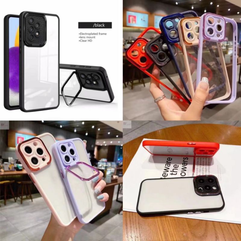 Electroplated buttons case with camera stand Oppo A55(4G) A16 A54 A15 ...