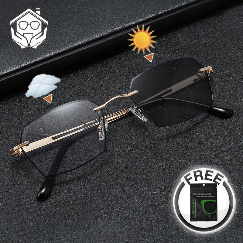 Photochromic Anti Radiation Frameless Eyeglasses For Women Men ...
