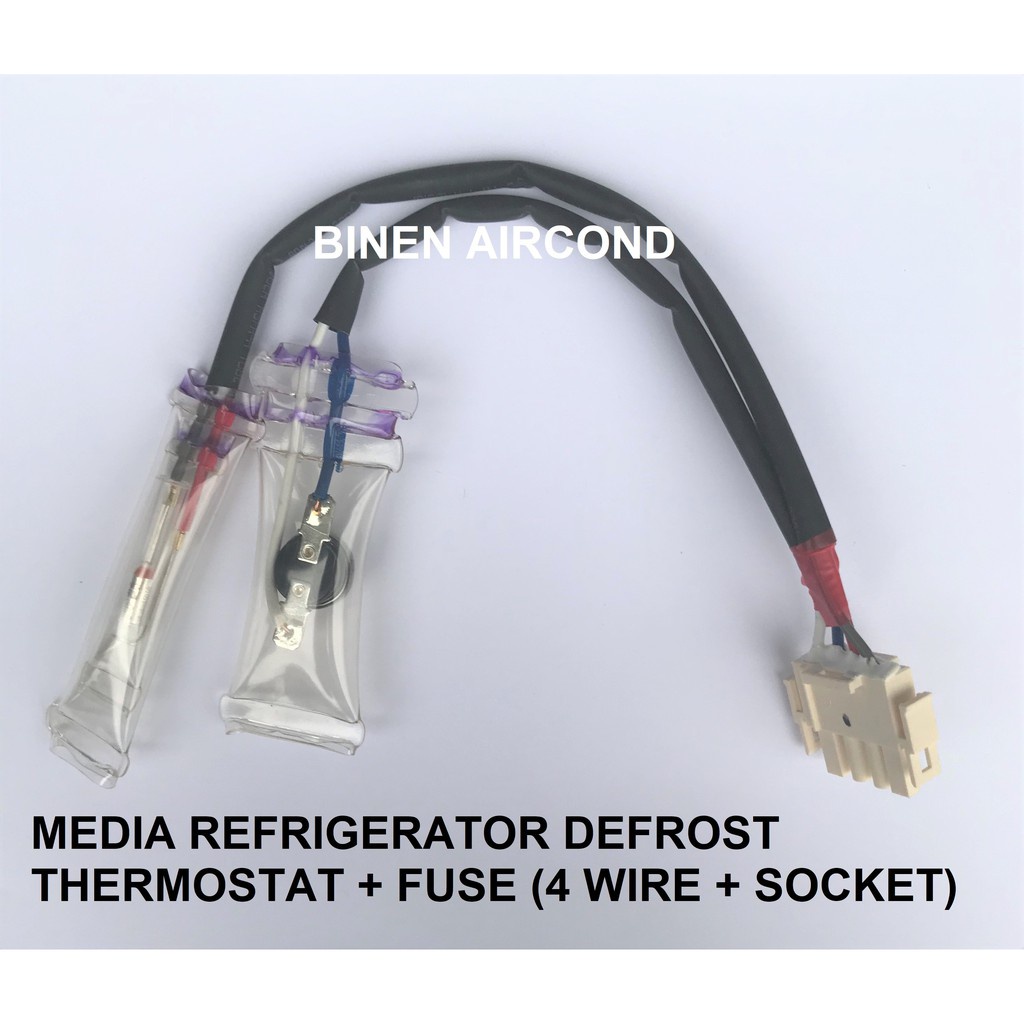 MIDEA REFRIGERATOR DEFROST THERMOSTAT + FUSE (4 WIRE + SOCKET) (OEM ...