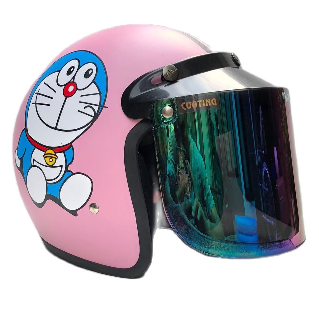 Bogo Helmet Retro Adult Doraemon Pattern Flat Glass Rainbow SNI ...